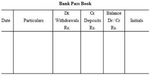 Format of Bank Pass Book - QS Study