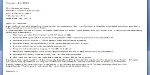 Cover Letter For Accounts Payable Specialist QS Study