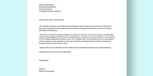 Sample Employee Contract Renewal Letter Or Template QS Study