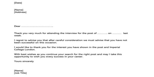 Post Interview Regret Letter QS Study