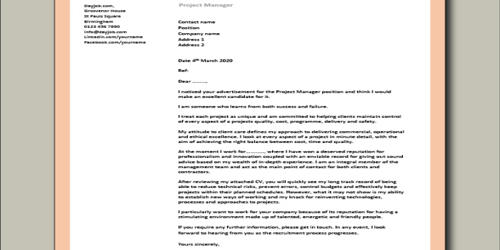 Cover Letter For Assistant Project Manager QS Study
